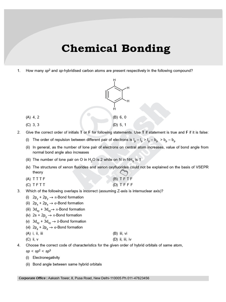 Chemical Bonding - Question | PDF | Chemical Bond | Molecular Orbital