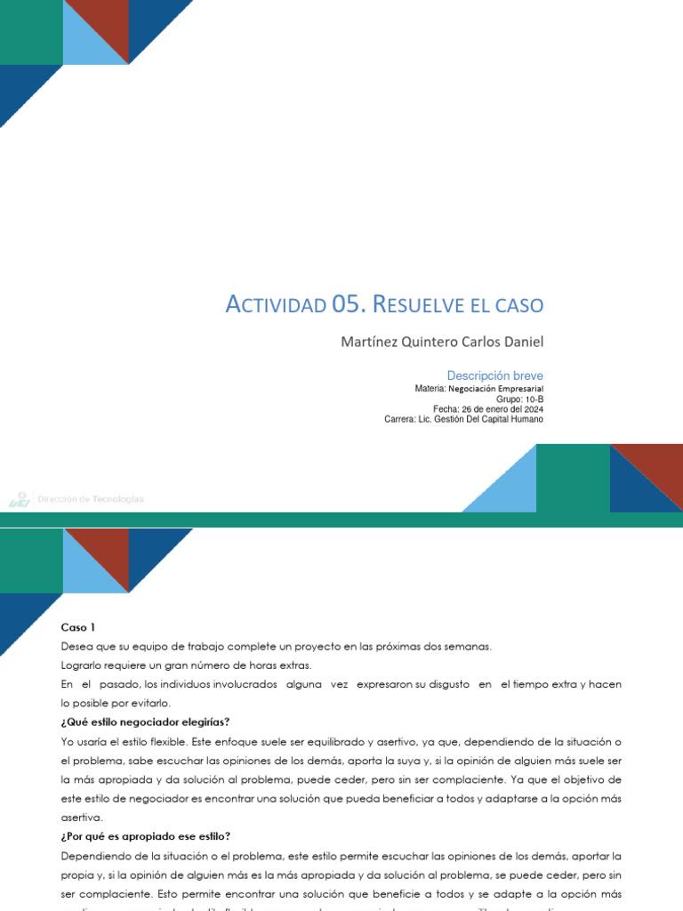 Actividad 05. Resuelve El Caso | PDF