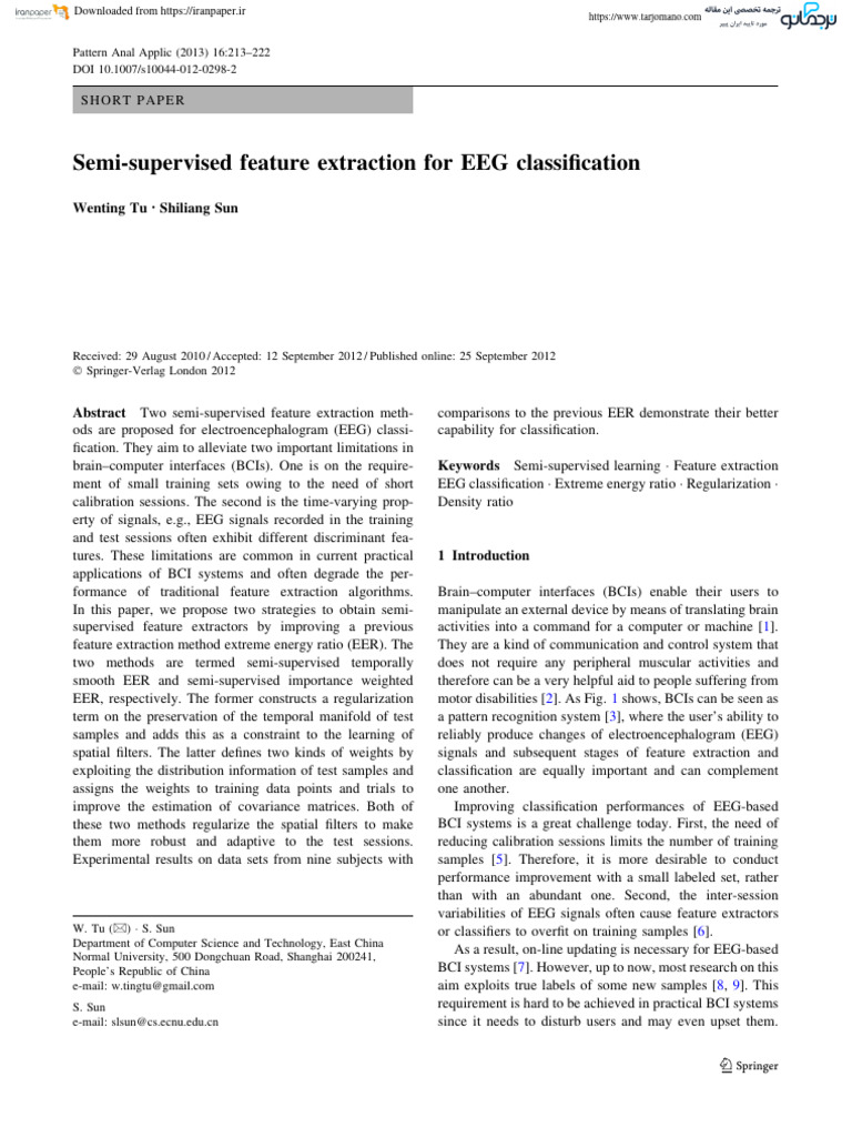 Semi-Supervised Feature Extraction For EEG Classification | PDF ... Semi-Supervised Feature Extraction For EEG Classification | PDF ...