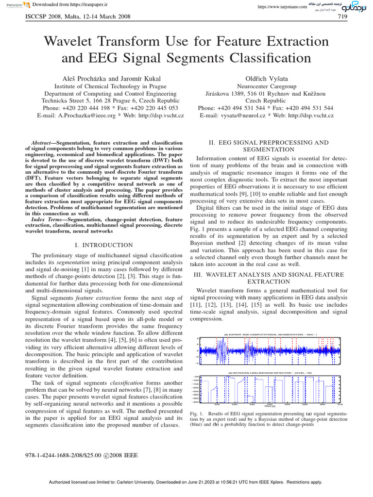 Wavelet Transform Use For Feature Extraction and EEG Signal Segments Classification | PDF ...