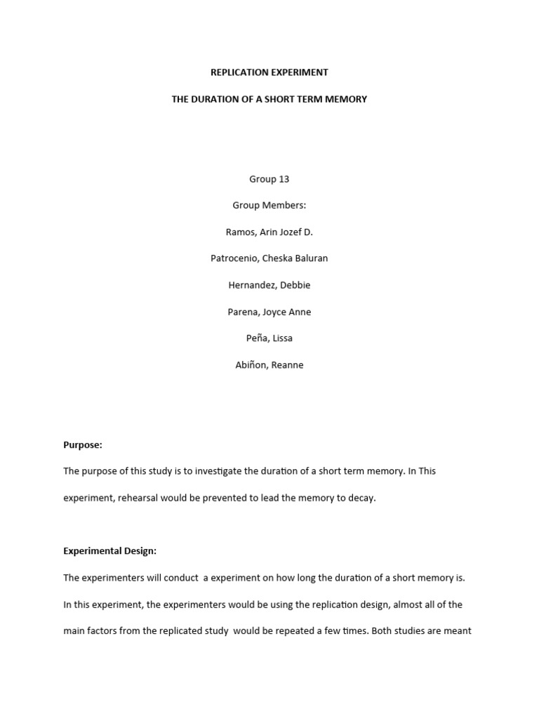 Group-13-Replication Experiment | PDF | Experiment | Memory