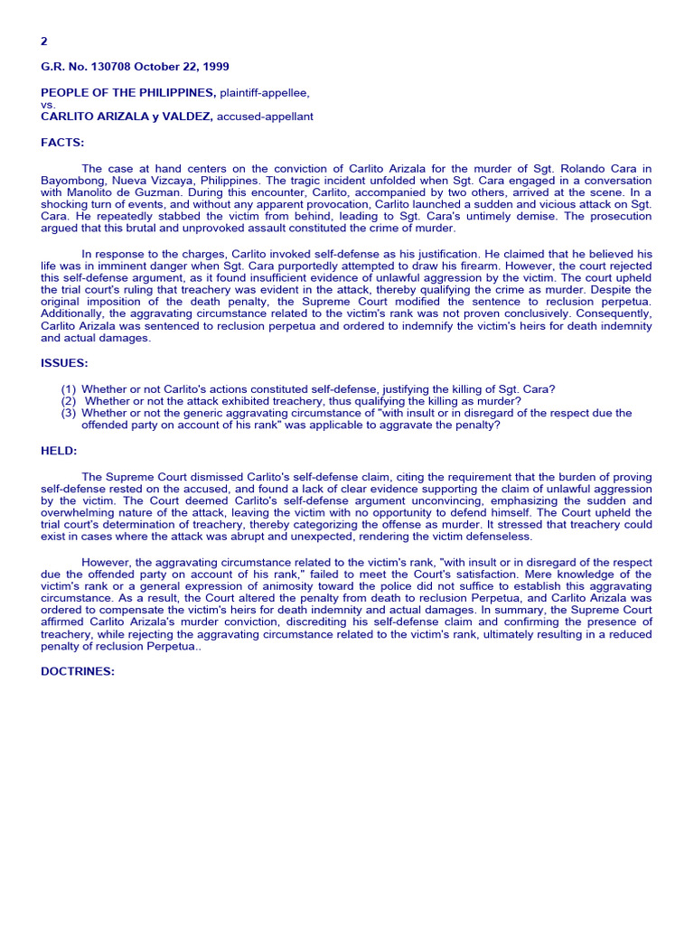 Criminal Law Case Digests | PDF | Murder | Mitigating Factor