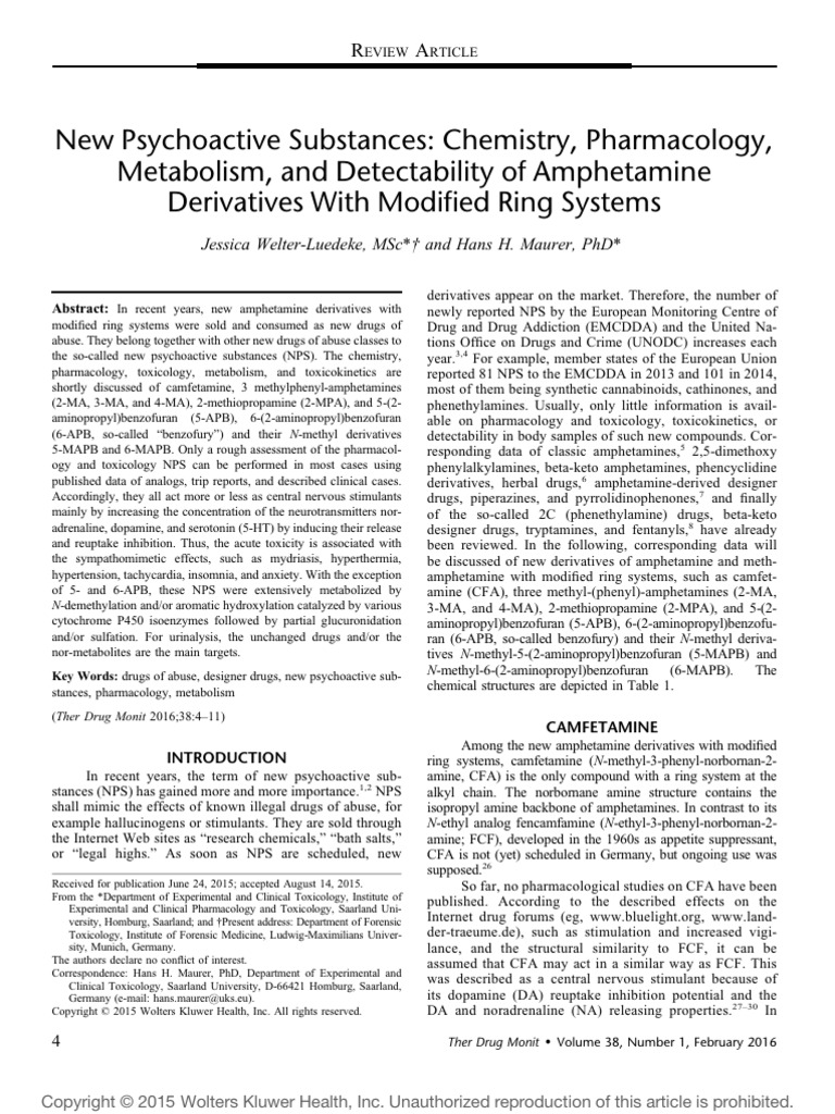 New Psychoactive Substances - Chemistry, Pharmacology, Metabolism and Detectability of ...