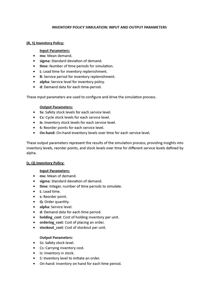 Input Output Inventory Simulation | PDF | Inventory | Standard Deviation
