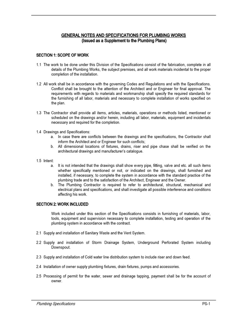 Plumbing Specs | PDF