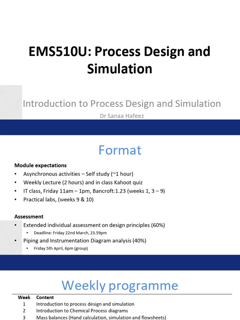 1. Introduction to Process Design and Simulation | PDF | Simulation | System