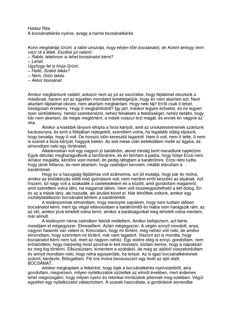 Halaszrita - Pannonhalmi Szemle - Bocsanatkeres | PDF