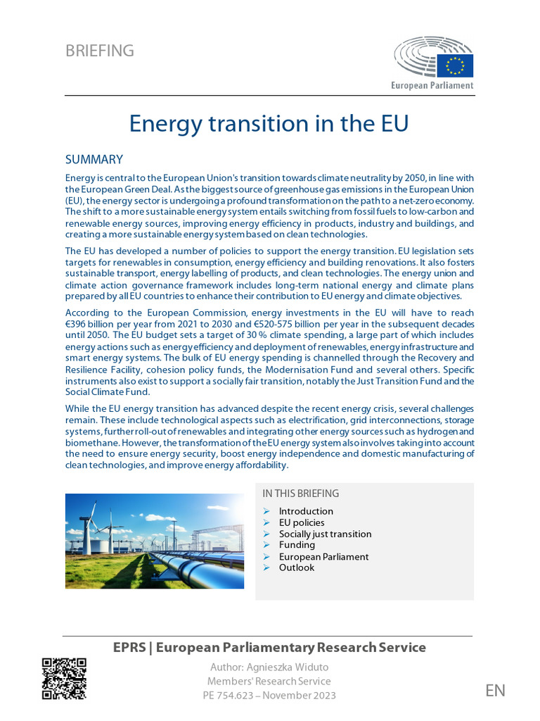 Energy Transition in The EU | PDF | Low Carbon Economy | Renewable Energy