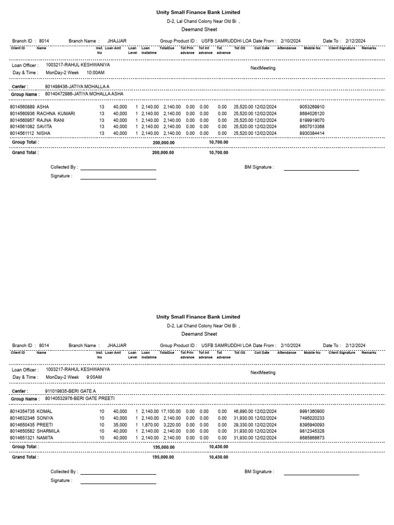 Collection Disbursement Report | PDF | Money | Banking