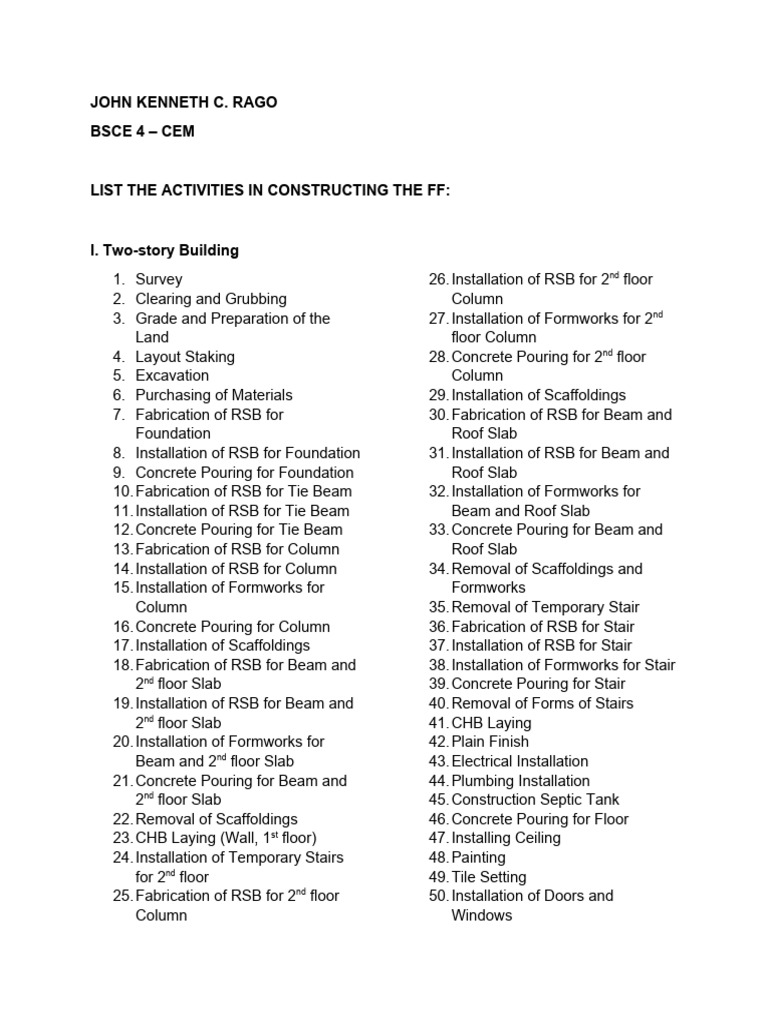John Kenneth C. Rago Bsce 4 - Cem | PDF | Concrete | Column