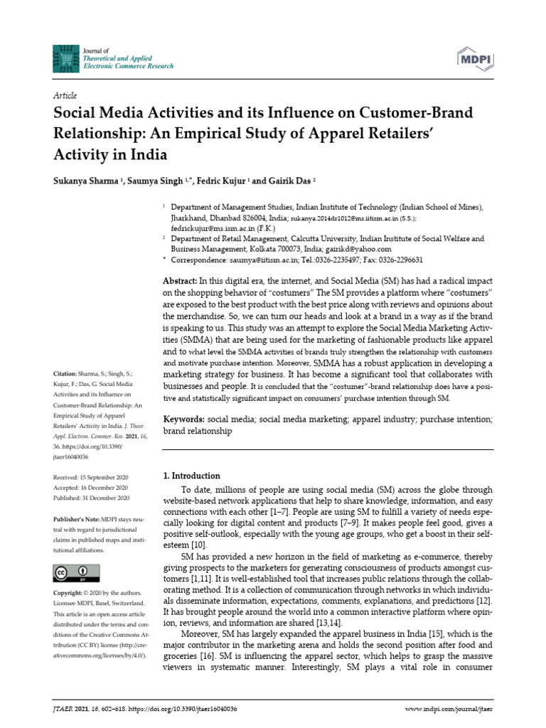 Social Media Activities and Its Influence On Custo | PDF | Brand ...