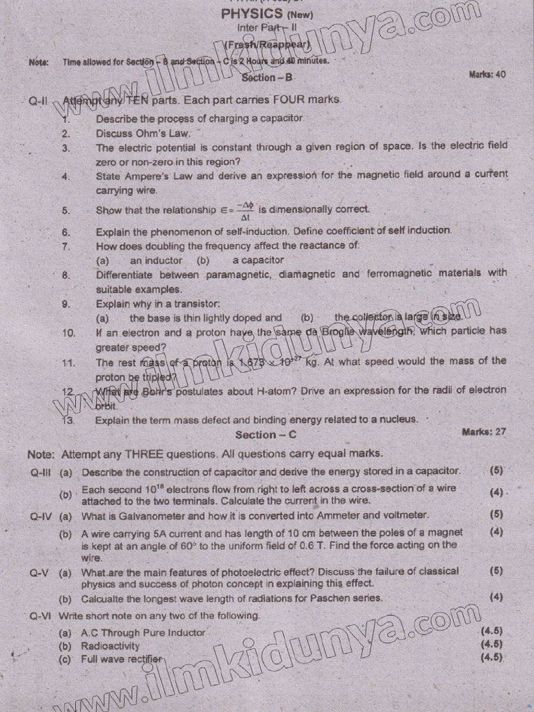 Physics Past Paper 2021 | PDF