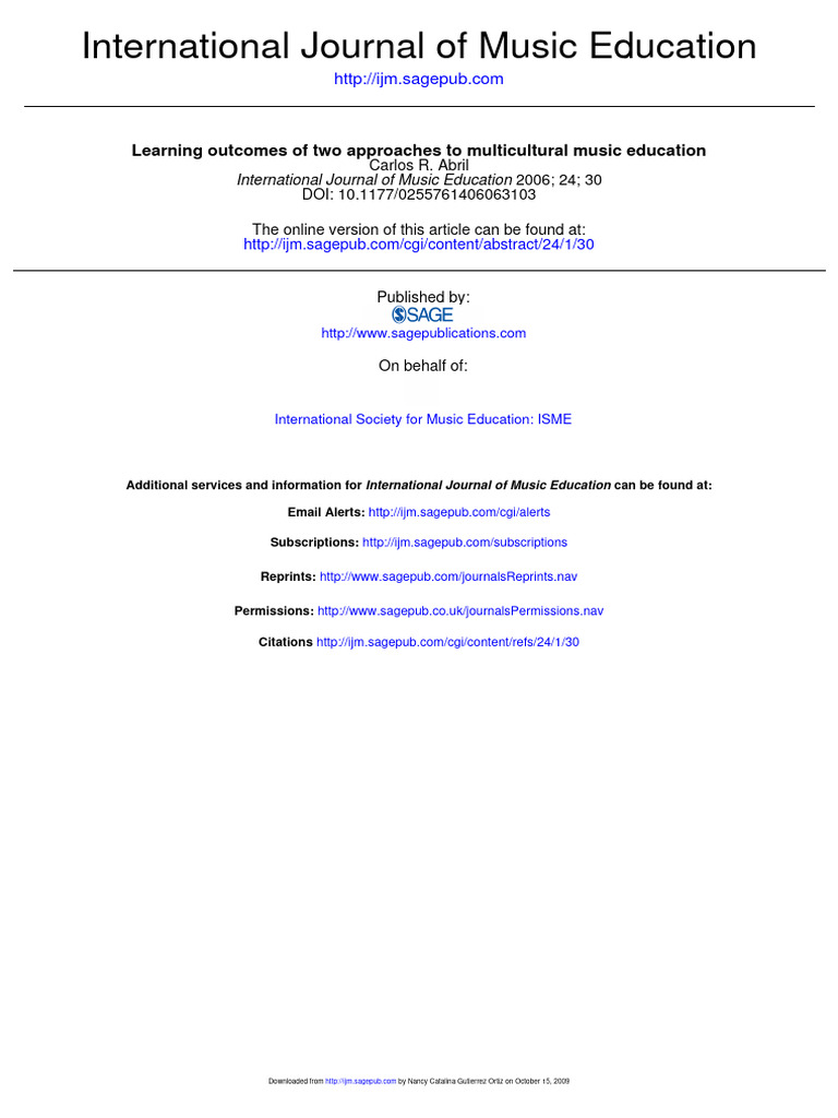 ISME Journal - Learning Outcomes of Two Approaches To Multicultural ...
