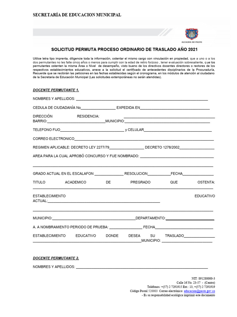 Formato para Permutas | PDF