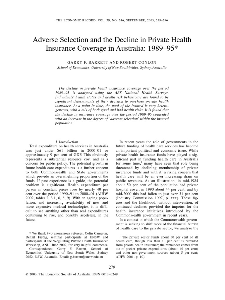 Adverse Selection Paper | PDF | Insurance | Adverse Selection
