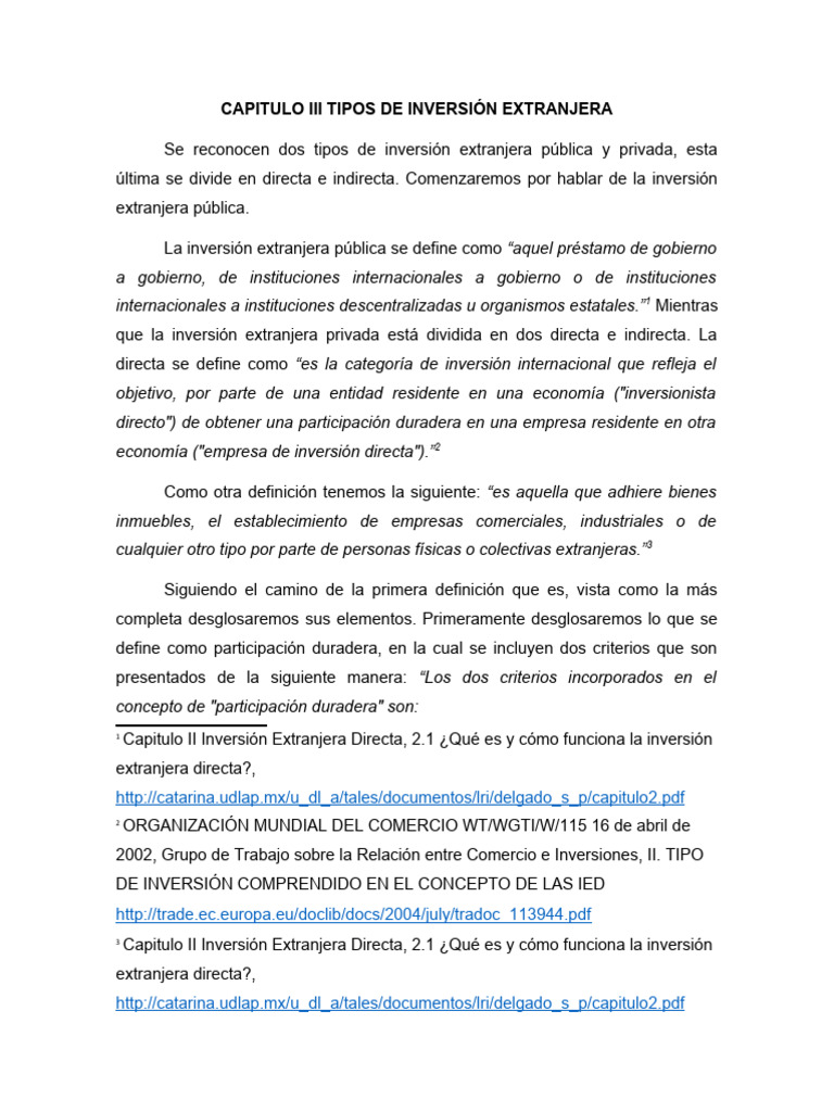 Capitulo Iii Tipos de Inversión Extranjera | PDF | Inversiones | La ... Capitulo Iii Tipos de Inversión Extranjera | PDF | Inversiones | La ...