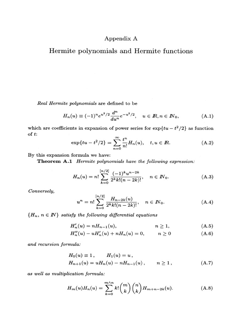 Overview of Hermite Polynomials | PDF | Power Series | Polynomial