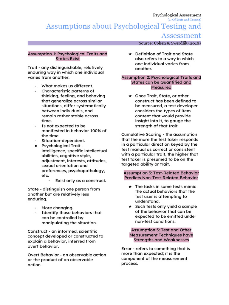 ASSUMPTIONS | PDF | Sampling (Statistics) | Psychology