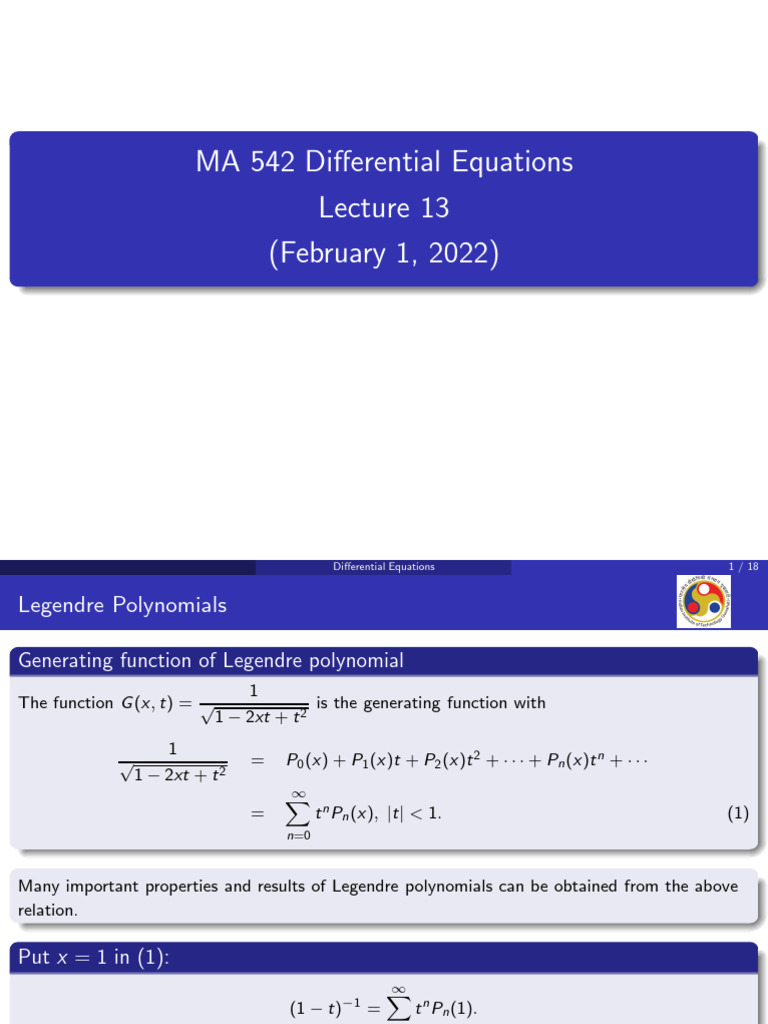 MA542 Lec13 Handout | PDF | Mathematical Relations | Differential Equations