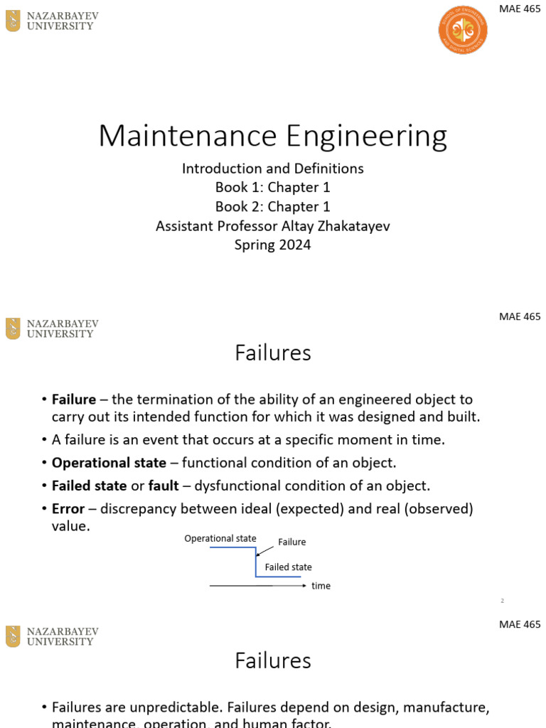 Maintenance Engineering 1 | PDF | Reliability Engineering | Engineering