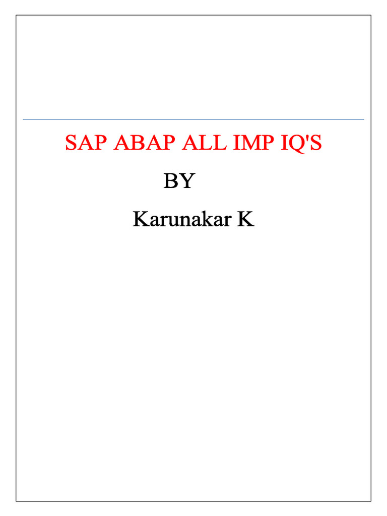 Sap Abap All Imp Iqs | PDF | Database Index | Databases