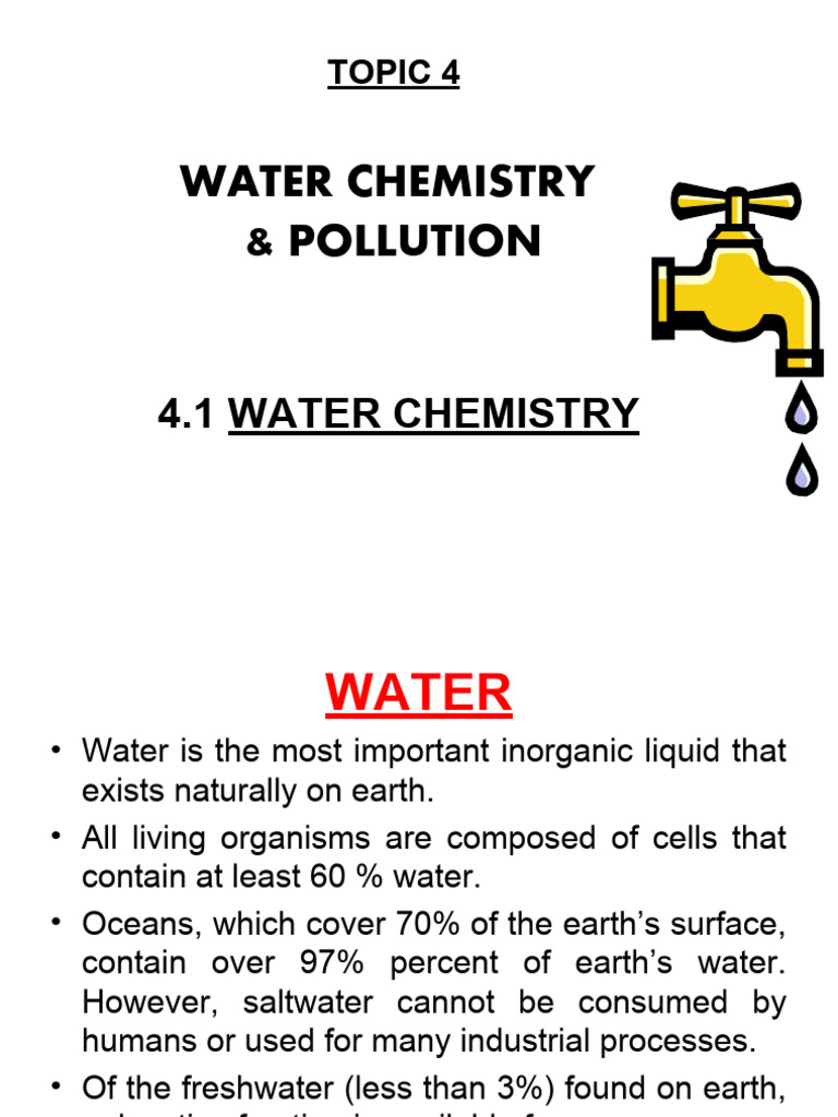 CHAPTER 4 - Topic 4.1-Water Chemistry | Download Free PDF | Water | Properties Of Water