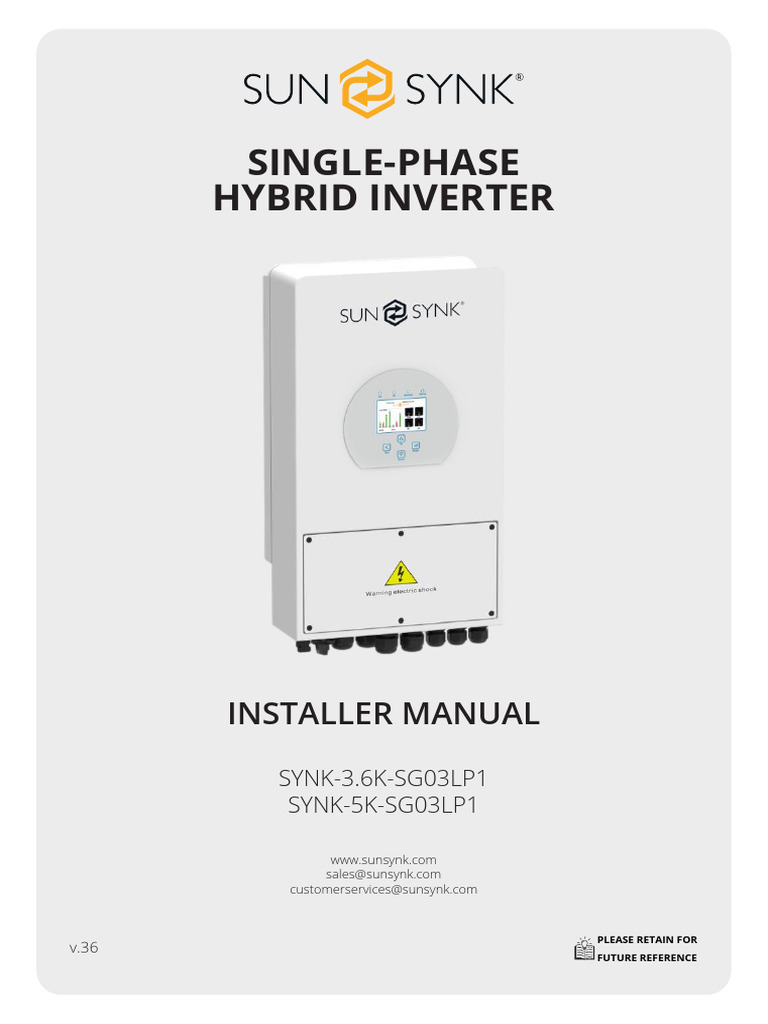 Sunsynk 3.6/5kW Installer Manual | PDF
