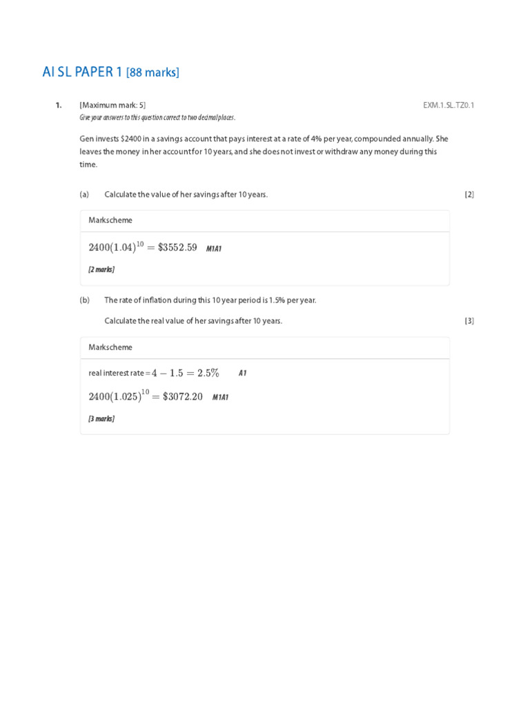 Ai SL Paper 1-4 | PDF | Interest | Significant Figures