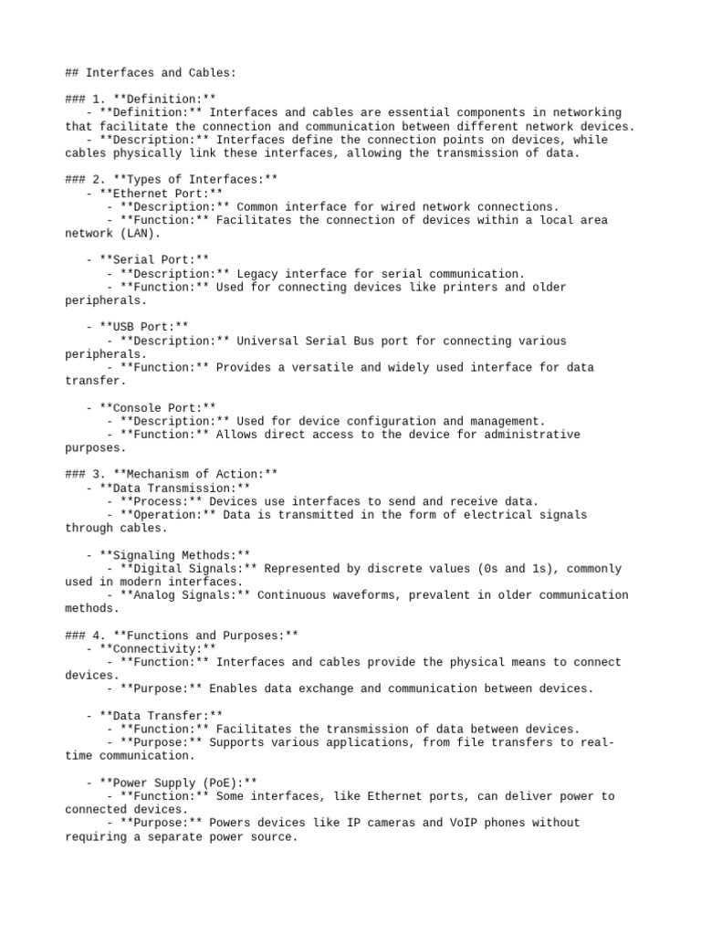 Interface An Cables Notes | PDF