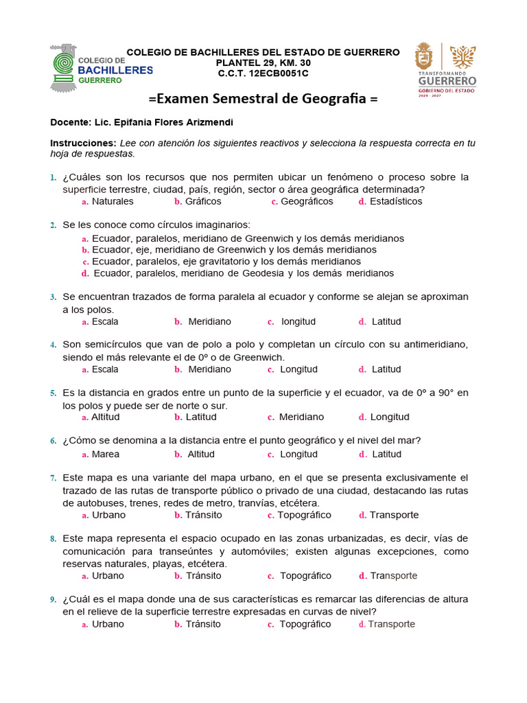 Examen Geografia | PDF | Tierra | Terreno