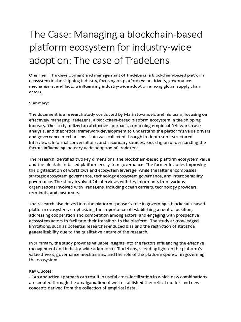 Trade Lens | PDF | Interoperability | Governance