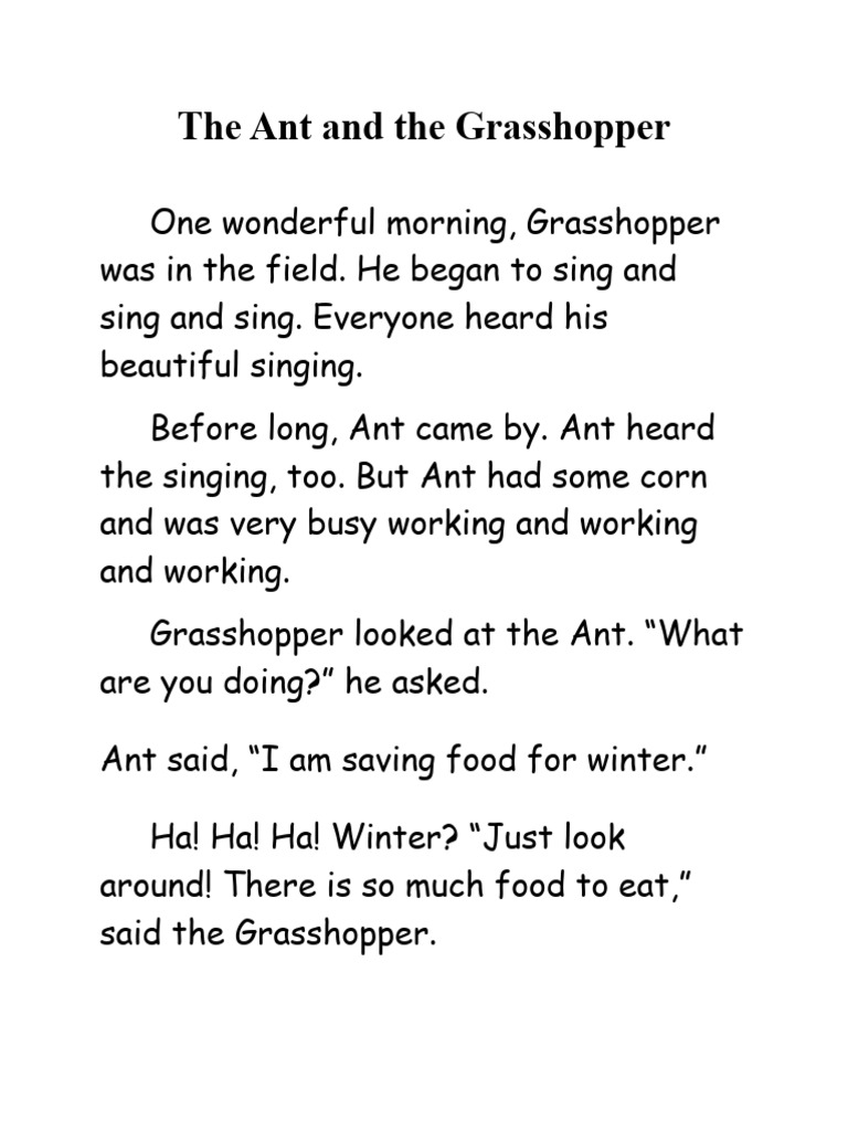 Ant and Grasshopper: A Fable of Preparation | PDF