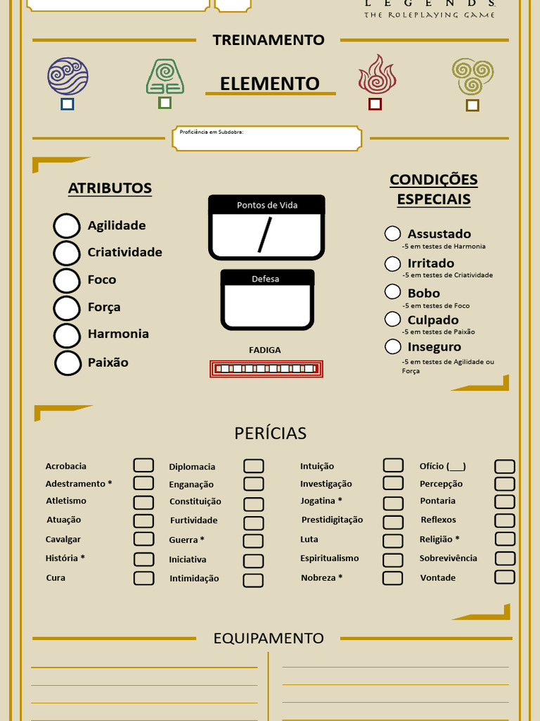 Ficha Avatar Legends (Fanmade) | PDF