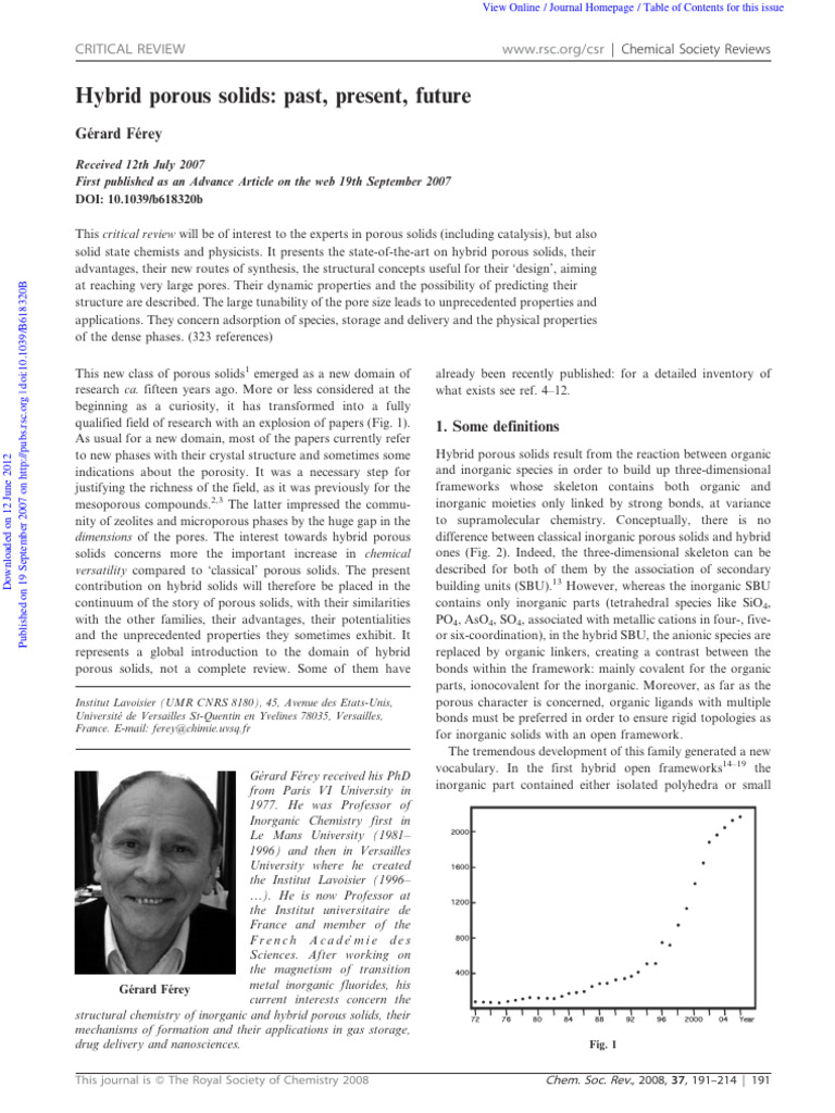 Hybrid Porous Solids. Past, Present, Future | PDF | Inorganic Chemistry ...