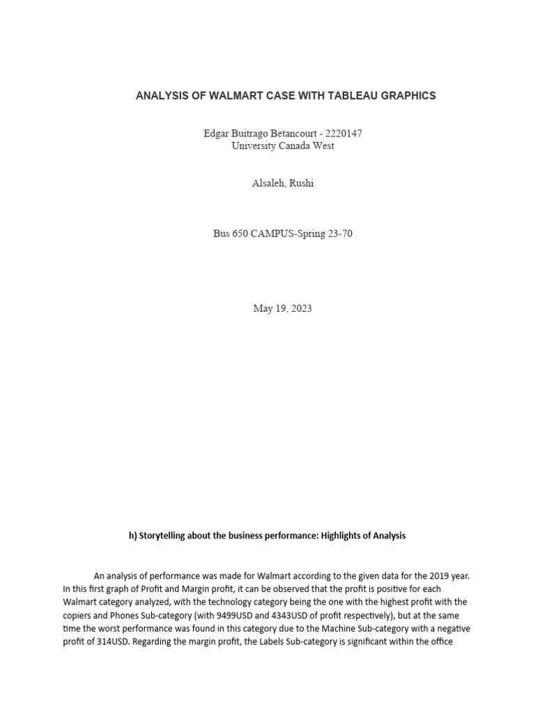 Analysis of Walmart Case With Tableu Graphics | PDF | Walmart | Net Income