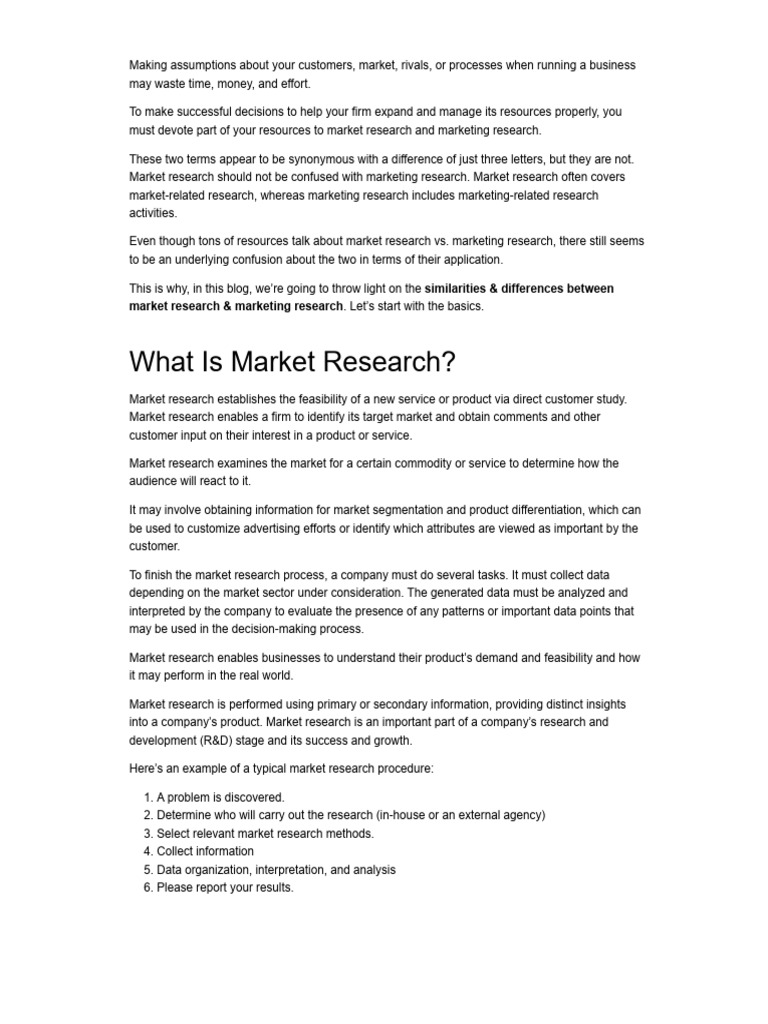 Market Research vs. Marketing Research - Voxco | PDF | Marketing Research | Marketing