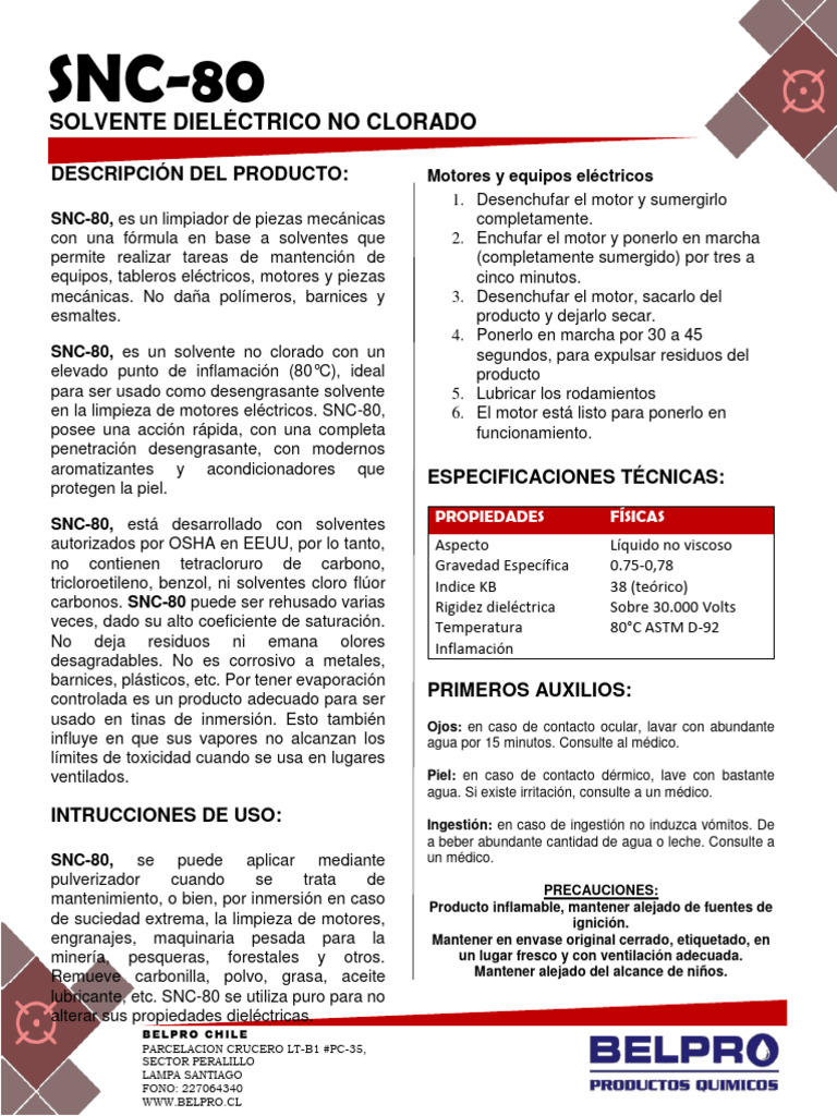 FT SNC-80 | PDF | Solvente | Agua