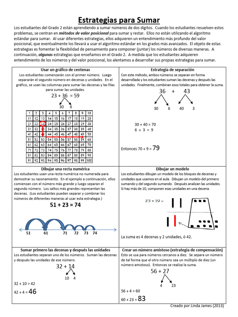 Estrategias de Suma para Segundo Grado | PDF | Matemáticas ...