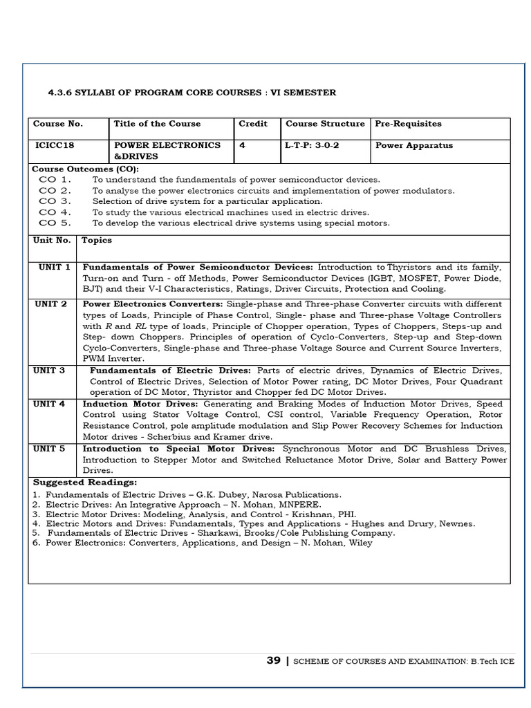 Scheme of Courses and Examination: B.Tech Ice | PDF | Digital Signal ...