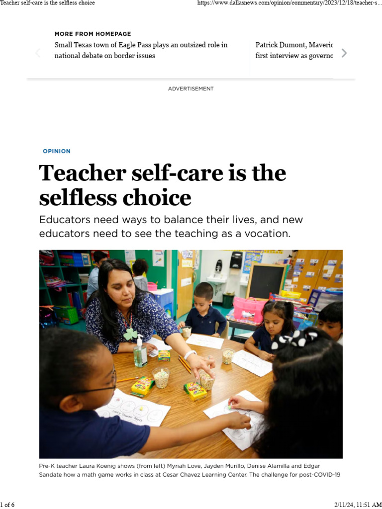 Teacher Self-Care Is The Selfless Choice | PDF | Teachers | Cognition