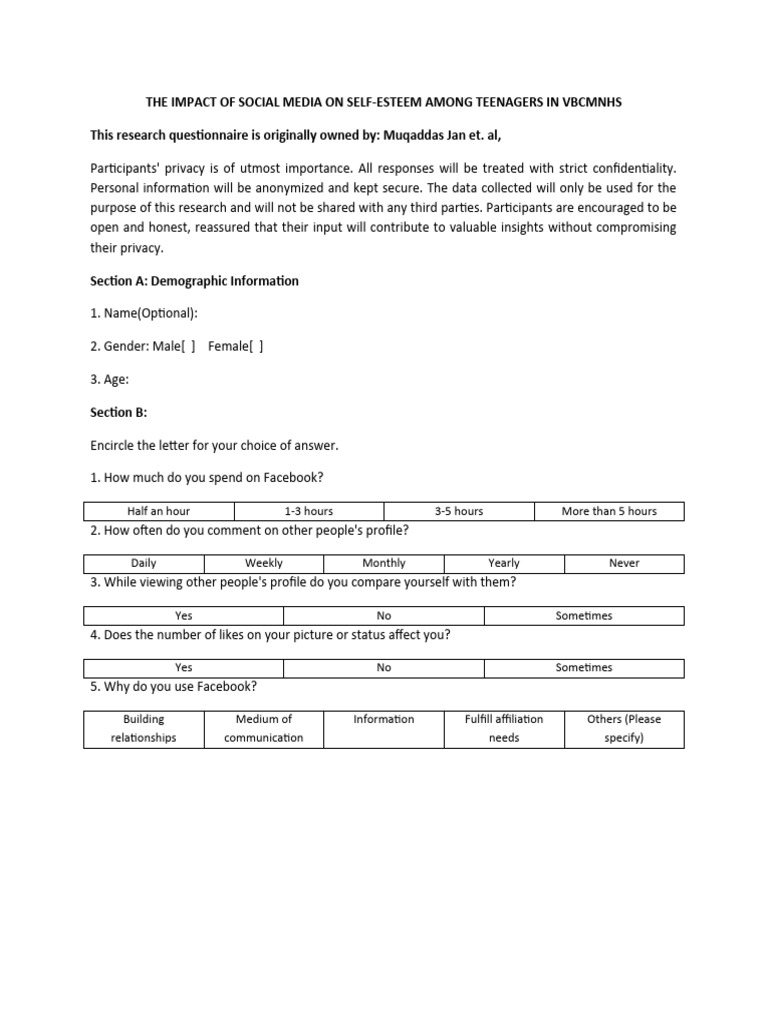 Research Questionnaire-WPS Office | PDF | Privacy | Facebook