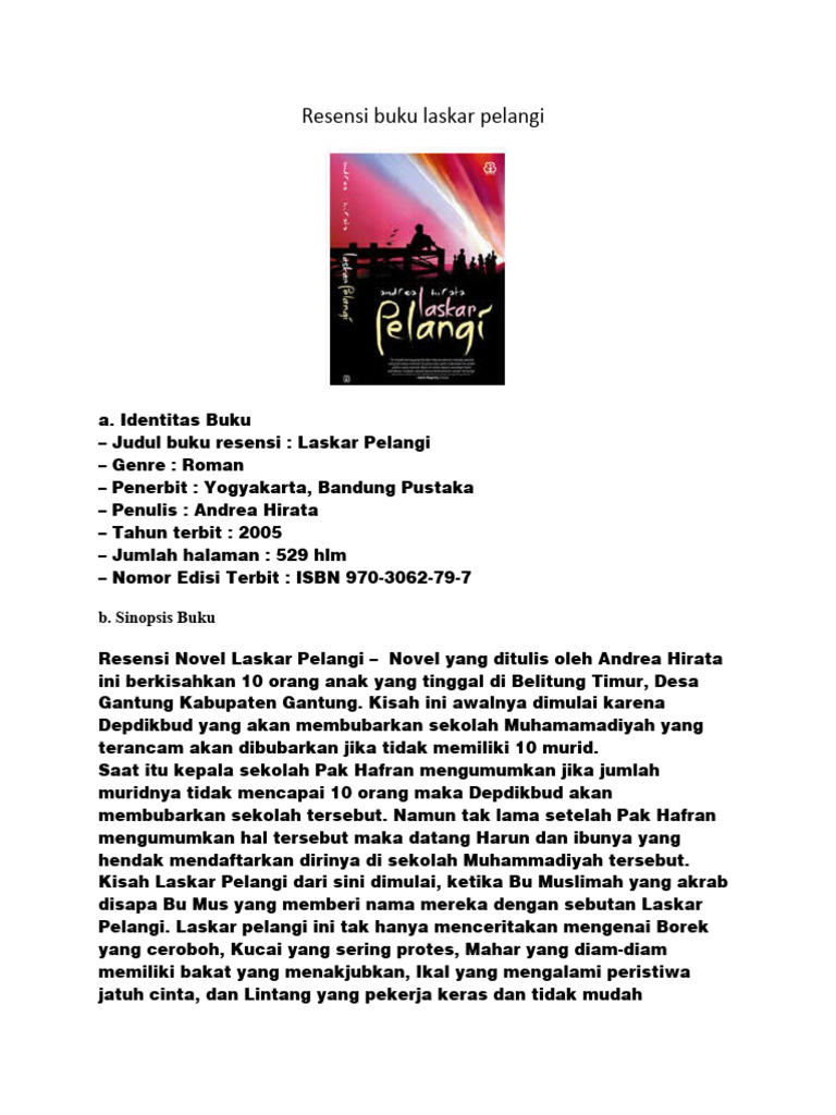 Resensi Buku Laskar Pelangi | PDF | Fiksi Umum