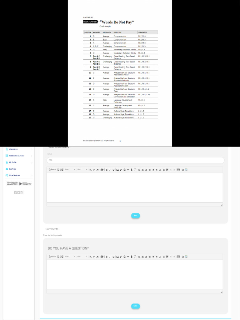 Answer Key for "Words Do Not Pay" Test | PDF | System Software ...