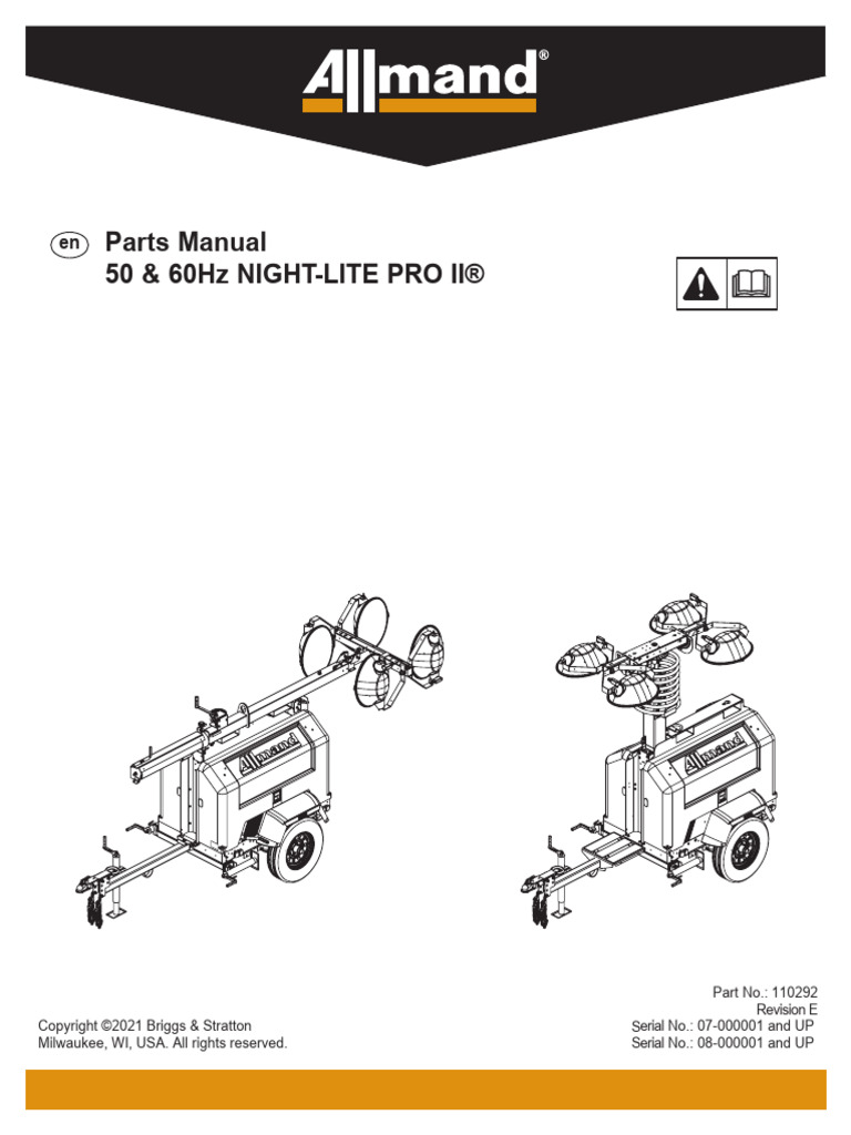 Night-Lite Pro II Parts Manual (2021-110292 Rev E) | PDF | Trailer ...