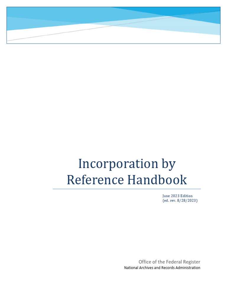 Incorporation by Reference Handbook: Office of The Federal Register ...