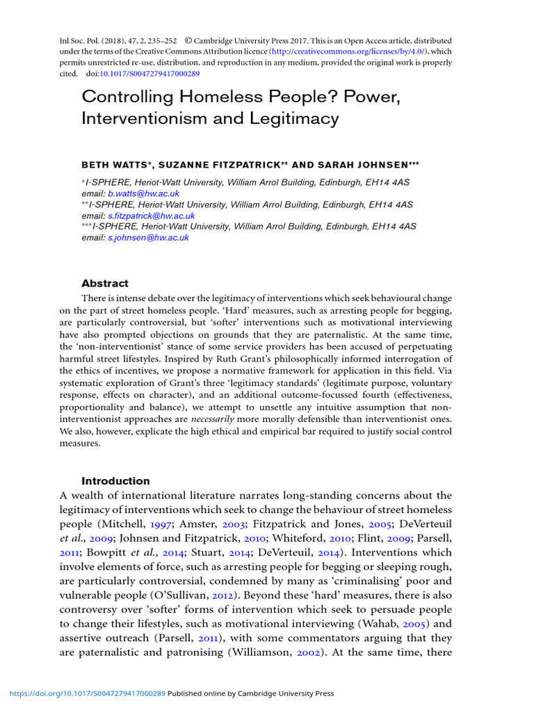 Controlling_Homeless_People_Power_Interventionism_ | PDF | Motivation ...