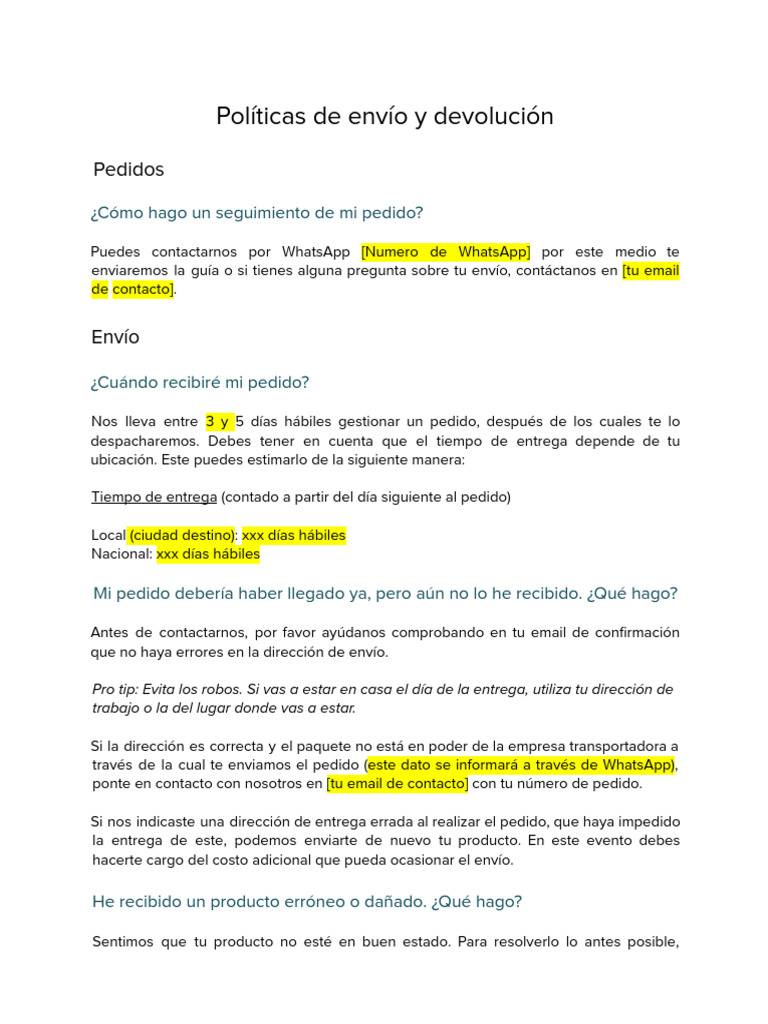 Plantilla Devoluciones | PDF