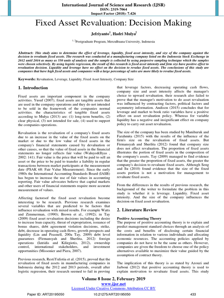 Fixed Asset Revaluation Decision Making | PDF | Fair Value | Leverage ...