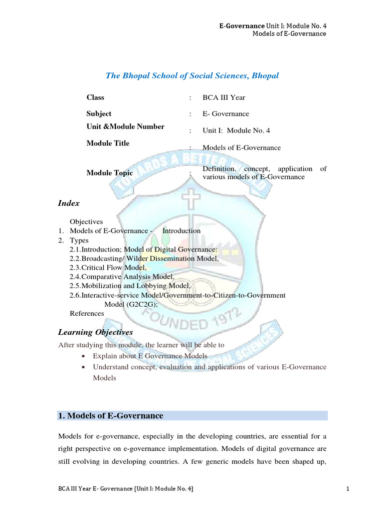 The Bhopal School of Social Sciences, Bhopal: Index | Download Free PDF ...