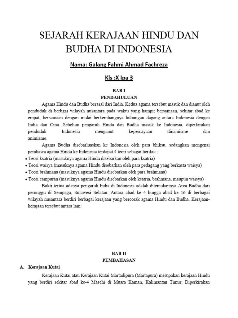 Sejarah Kerajaan Hindu-Buddha di Indonesia | PDF